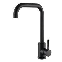 China Black Single Handle Stainless Steel Kitchen Sink Faucet with Brass Valve Core Material for sale