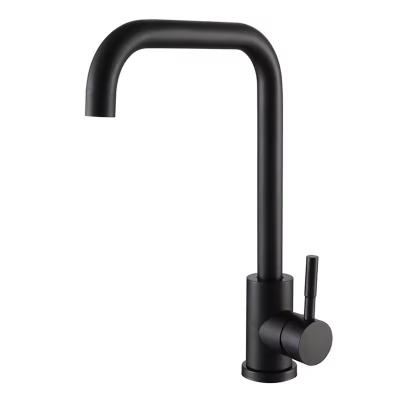 China Black Single Handle Stainless Steel Kitchen Sink Faucet with Brass Valve Core Material for sale