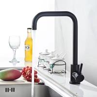 China Black Single Handle Stainless Steel Kitchen Sink Faucet with Brass Valve Core Material for sale