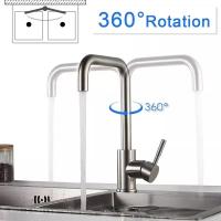China Black Single Handle Stainless Steel Kitchen Sink Faucet with Brass Valve Core Material for sale