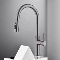 China Lizhen-Hwa.Con Kitchen Faucet Sink Single Handle Valve Copper Pull Out Spray Water Tap for sale