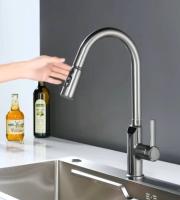 China Lizhen-Hwa.Con Kitchen Faucet Sink Single Handle Valve Copper Pull Out Spray Water Tap for sale