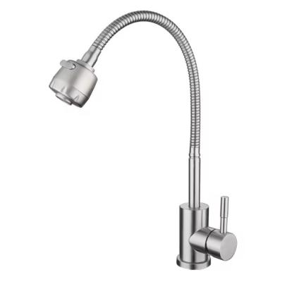 China Lizhen Single Handle Stainless Steel Kitchen Faucet with Flexible Hose and Deck Mounted Water Tap for sale