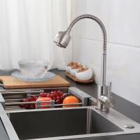 China Lizhen Single Handle Stainless Steel Kitchen Faucet with Flexible Hose and Deck Mounted Water Tap for sale