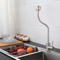 China Lizhen Single Handle Stainless Steel Kitchen Faucet with Flexible Hose and Deck Mounted Water Tap for sale