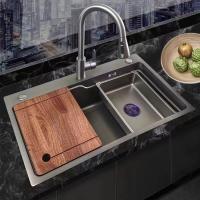 China 304 Stainless Steel Waterfall Kitchen Single Bowl Sink with Undermount Installation for sale