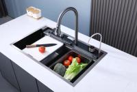 China 304 Stainless Steel Waterfall Kitchen Single Bowl Sink with Undermount Installation for sale