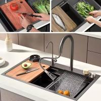 China 304 Stainless Steel Waterfall Kitchen Single Bowl Sink with Undermount Installation for sale