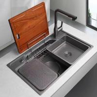 China Smart Digital Display Stainless Steel Pull Out Waterfall Faucet for Grey Square Bowl Shape Sink for sale