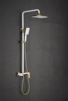 China Exposed Shower Faucet Feature Without Slide Bar Modern Brass Rainfall Bathtub Tap Set for sale