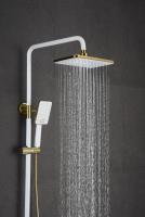 China Exposed Shower Faucet Feature Without Slide Bar Modern Brass Rainfall Bathtub Tap Set for sale