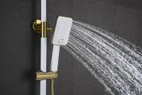 China Exposed Shower Faucet Feature Without Slide Bar Modern Brass Rainfall Bathtub Tap Set for sale