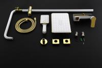 China Exposed Shower Faucet Feature Without Slide Bar Modern Brass Rainfall Bathtub Tap Set for sale