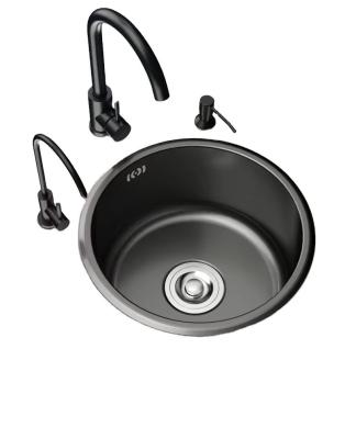 China Modern Style 304 Stainless Steel Kitchen Sinks Undermount Single Bowl Sliver Black Nano for sale