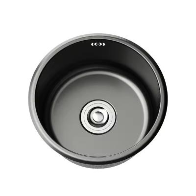 China Small Round Kitchen Sink with Single Bowl and Mixer Tap Hole in 304 Stainless Steel for sale
