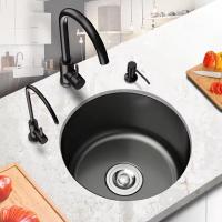 China Small Round Kitchen Sink with Single Bowl and Mixer Tap Hole in 304 Stainless Steel for sale