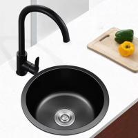 China Small Round Kitchen Sink with Single Bowl and Mixer Tap Hole in 304 Stainless Steel for sale