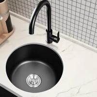 China Small Round Kitchen Sink with Single Bowl and Mixer Tap Hole in 304 Stainless Steel for sale
