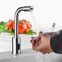 China Faucet Type Hot Cold Water Kitchen Tap Brass Construction Automatic Water Saver Tap for sale