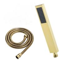 China Function Take a Shower Craft Titanium Copper Square Sprayer Hand Shower with Hose for sale