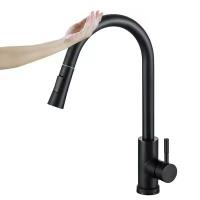 China Faucet Type Hot Cold Water Kitchen Tap Lizhen Black Gold Stainless Steel Kitchen Faucet for sale