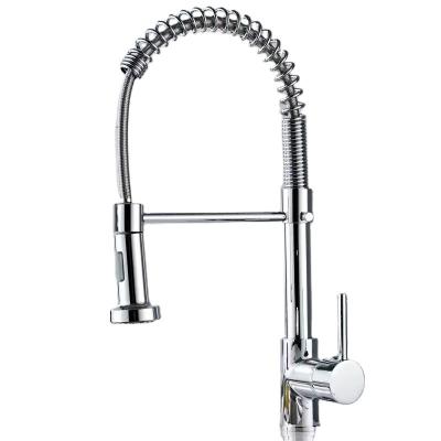 China Single Hole Stainless Steel Spring Pull Out Kitchen Faucet for Sink Hot and Cold Taps for sale