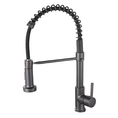 China Deck Mounted Bright Chrome Plated Brass Kitchen Sink Faucet With Spray Lizhen-Hwa.Vic for sale