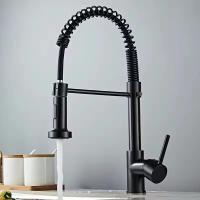 China Deck Mounted Bright Chrome Plated Brass Kitchen Sink Faucet With Spray Lizhen-Hwa.Vic for sale