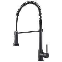 China 2024 Lizhen Commercial Kitchen Faucet Sturdy Brass Spring Pull-Down Tap in Matte Black for sale