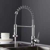 China 2024 Lizhen Commercial Kitchen Faucet Sturdy Brass Spring Pull-Down Tap in Matte Black for sale