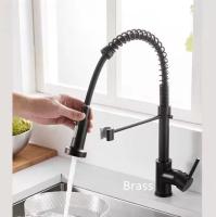 China 2024 Lizhen Commercial Kitchen Faucet Sturdy Brass Spring Pull-Down Tap in Matte Black for sale