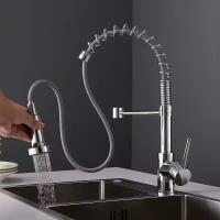 China 2024 Lizhen Commercial Kitchen Faucet Sturdy Brass Spring Pull-Down Tap in Matte Black for sale