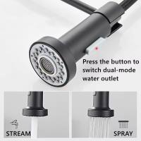 China 2024 Lizhen Commercial Kitchen Faucet Sturdy Brass Spring Pull-Down Tap in Matte Black for sale