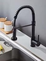 China Hot and Cold Water Mixer Single Hole 360 Rotation Kitchen Faucet in Black for Kithcen for sale