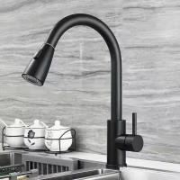 China Contemporary Style Blackened Kitchen Faucet with Dual Mode Outlet and Single Handle for sale