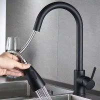 China Contemporary Style Blackened Kitchen Faucet with Dual Mode Outlet and Single Handle for sale