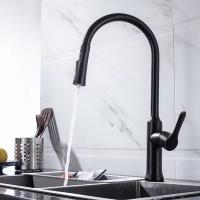 China Kitchen Sink Faucet Brass Single Handle Hot Cold Water Mixer Flexible Hose Pull Out Tap for sale