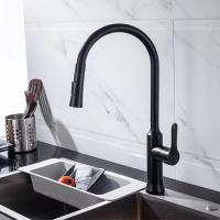 China Kitchen Sink Faucet Brass Single Handle Hot Cold Water Mixer Flexible Hose Pull Out Tap for sale