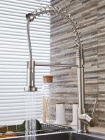 China 304 Stainless Steel Gold Kitchen Taps Pull Down Sprayer Spring Kitchen Mixer Faucet for sale