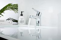 China Deck Mounted Contemporary Design Basin Faucet Mixer for Bathroom Hot and Cold Brass Ware for sale