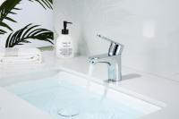 China Deck Mounted Contemporary Design Basin Faucet Mixer for Bathroom Hot and Cold Brass Ware for sale