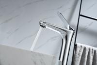 China Brass Vanity Sink Faucet with Single Handle and Ceramic Valve Core in Chrome Polished for sale
