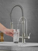China Commercial 3 Way Kitchen Faucet with Hot Cold Water Filter Purifier and Swivel Spout for sale