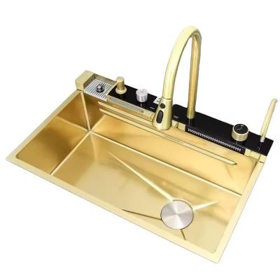 China Upgrade Your Kitchen with LZ-Hwa.Con Gold SUS Smart Kitchen Sink Undermount Installation for sale