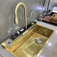China Upgrade Your Kitchen with LZ-Hwa.Con Gold SUS Smart Kitchen Sink Undermount Installation for sale