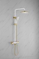 China Slide Bar Hotel Golden Waterfall Shower Set Complete With Stainless Steel Bar Shower Head for sale