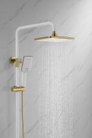 China Slide Bar Hotel Golden Waterfall Shower Set Complete With Stainless Steel Bar Shower Head for sale
