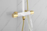 China Slide Bar Hotel Golden Waterfall Shower Set Complete With Stainless Steel Bar Shower Head for sale