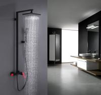 China Contemporary Black Copper Wall Mounted Shower Cleaner Spray Mixer Set with Ceramic Valve for sale