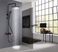 China Wall Mounted Bathroom Brass Brushed Shower Column Faucet Set with Ceramic Valve Core for sale